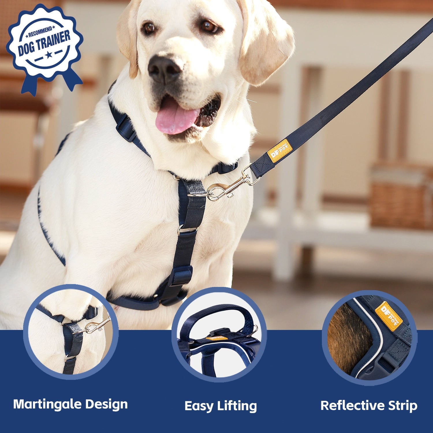 DFPET Freedom No Pull Martingale Reflective Dog Harness Navy Blue ...
